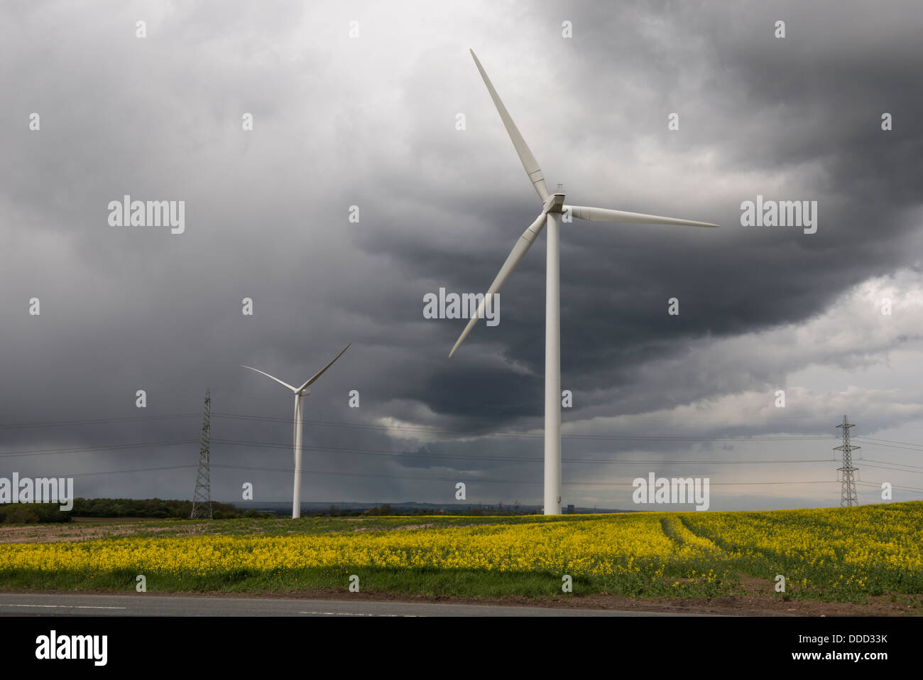 Wind farm on open fields Stock Photo - Alamy