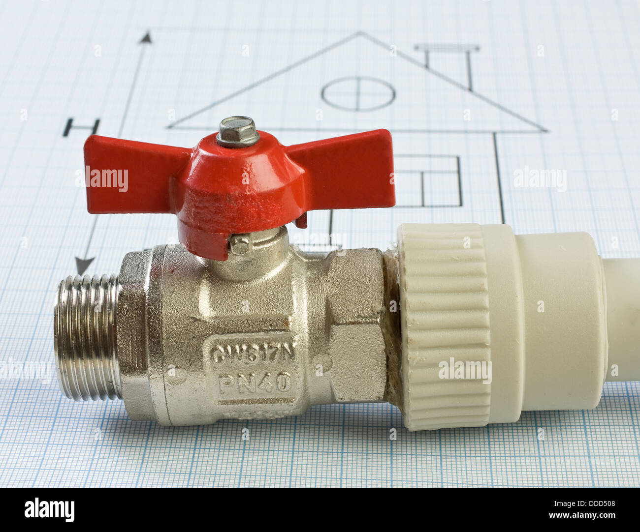 plumbing fittings on the drawing Stock Photo - Alamy