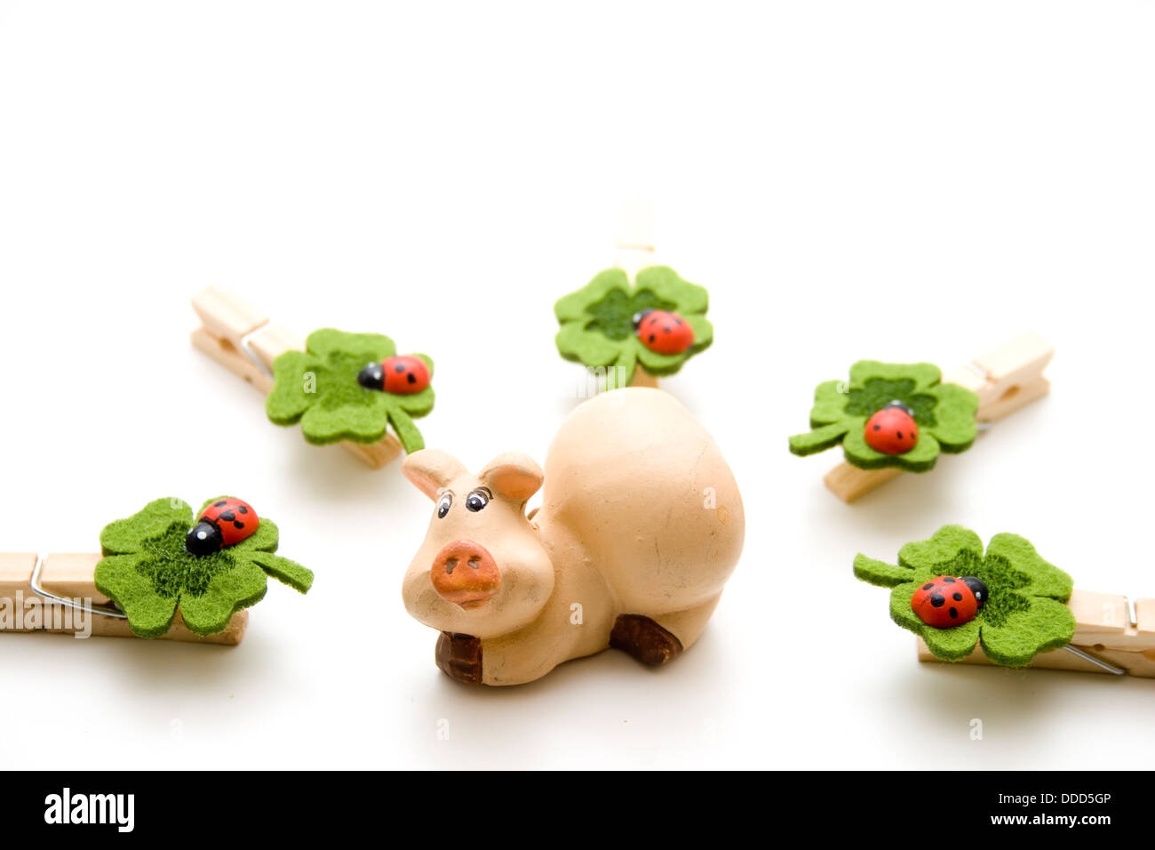 Ceramic pig with wooden clip Stock Photo - Alamy