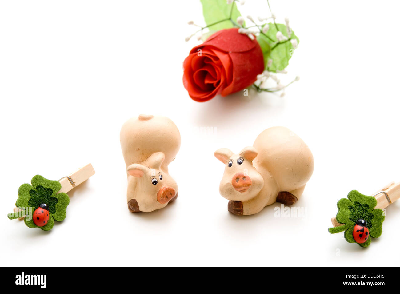 Ceramic pig with rose Stock Photo - Alamy