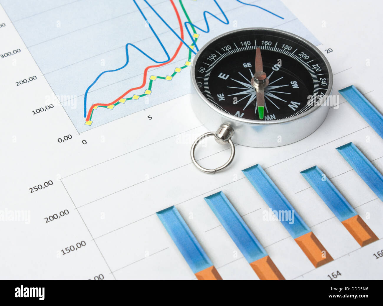 compass on paper work with diagram Stock Photo - Alamy