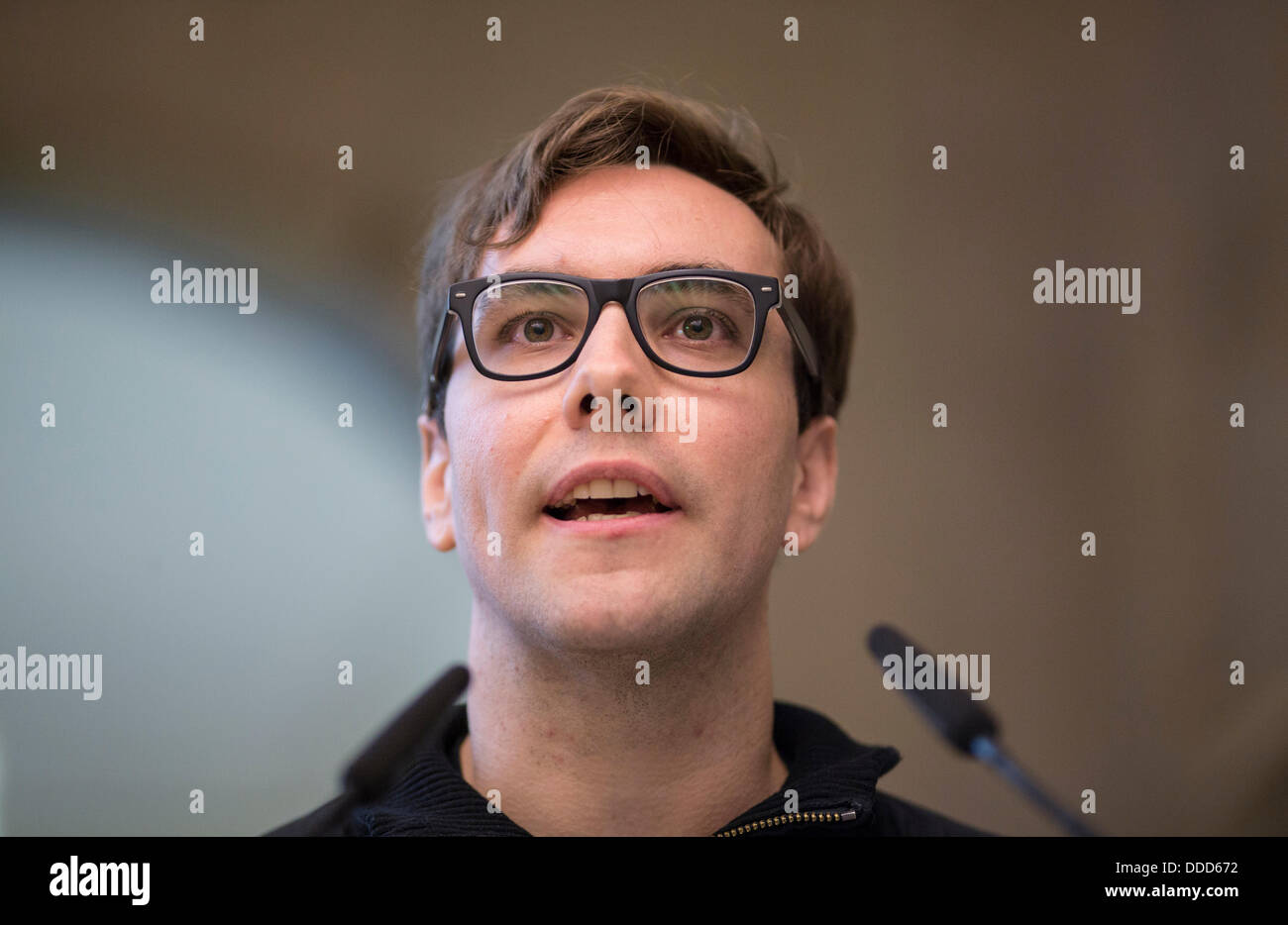 Berlin, Germany. 30th Aug, 2013. Internet activist Jacob Appelbaum ...
