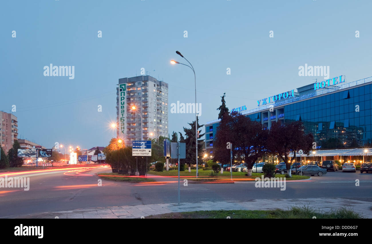 Evening urban view (Uzhgorod City, Ukraine Stock Photo - Alamy