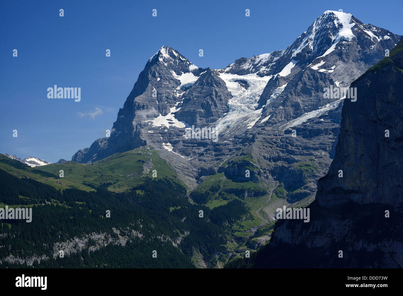 View of Eiger from Murren, Switzerland, Europe Stock Photo - Alamy