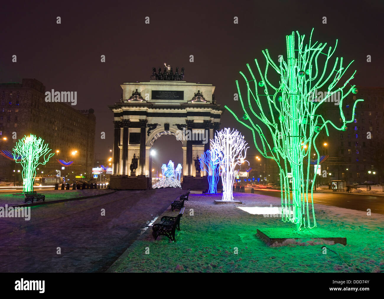 Electric trees - street decoration for Christmas and New Year holidays ...