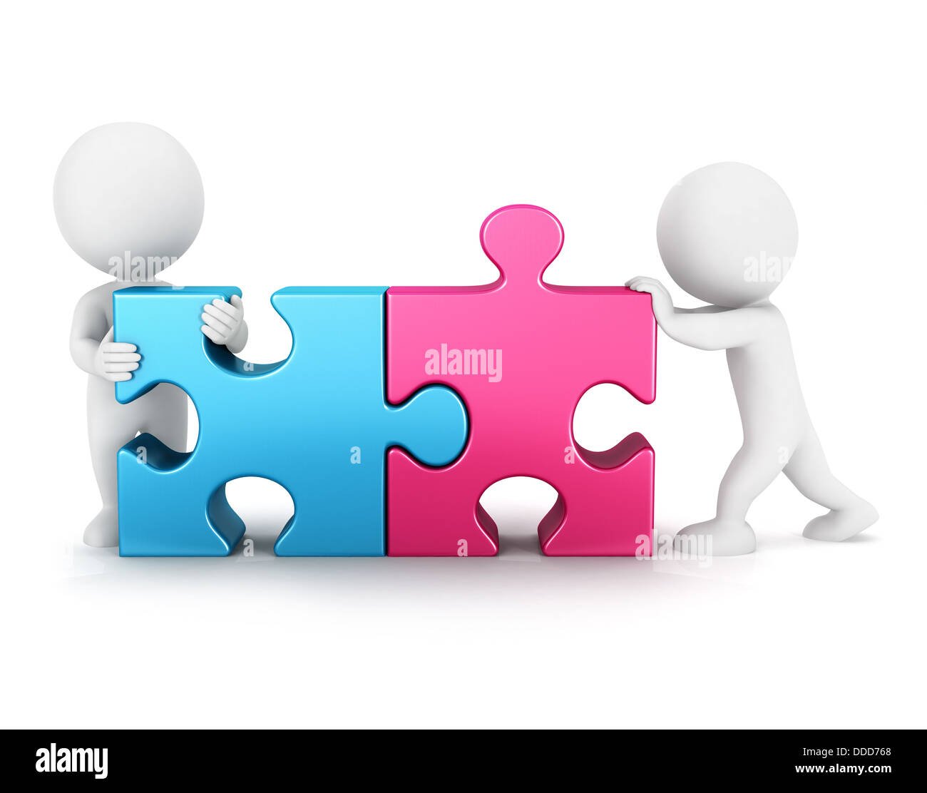 3d white people puzzle connection, isolated white background, 3d image ...