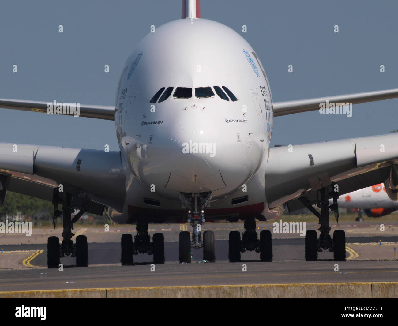 The Emirates Airbus A380-861 (A6-EDX) is a large commercial aircraft ...