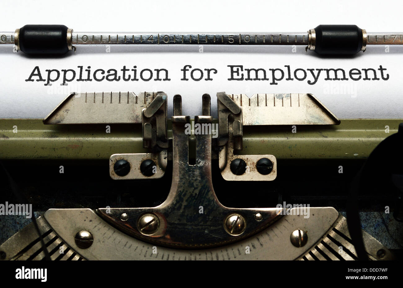 Application for employment text on typing machine Stock Photo - Alamy