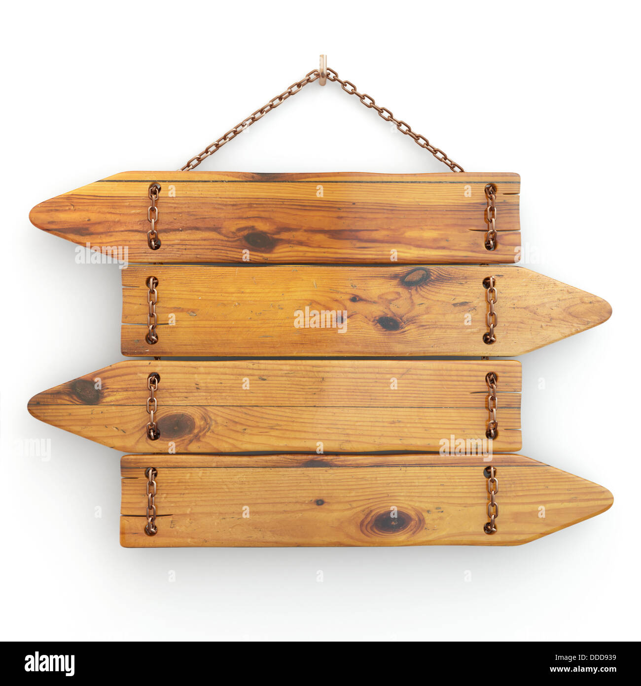 Directions. Old wood signboard on chain. 3d Stock Photo - Alamy