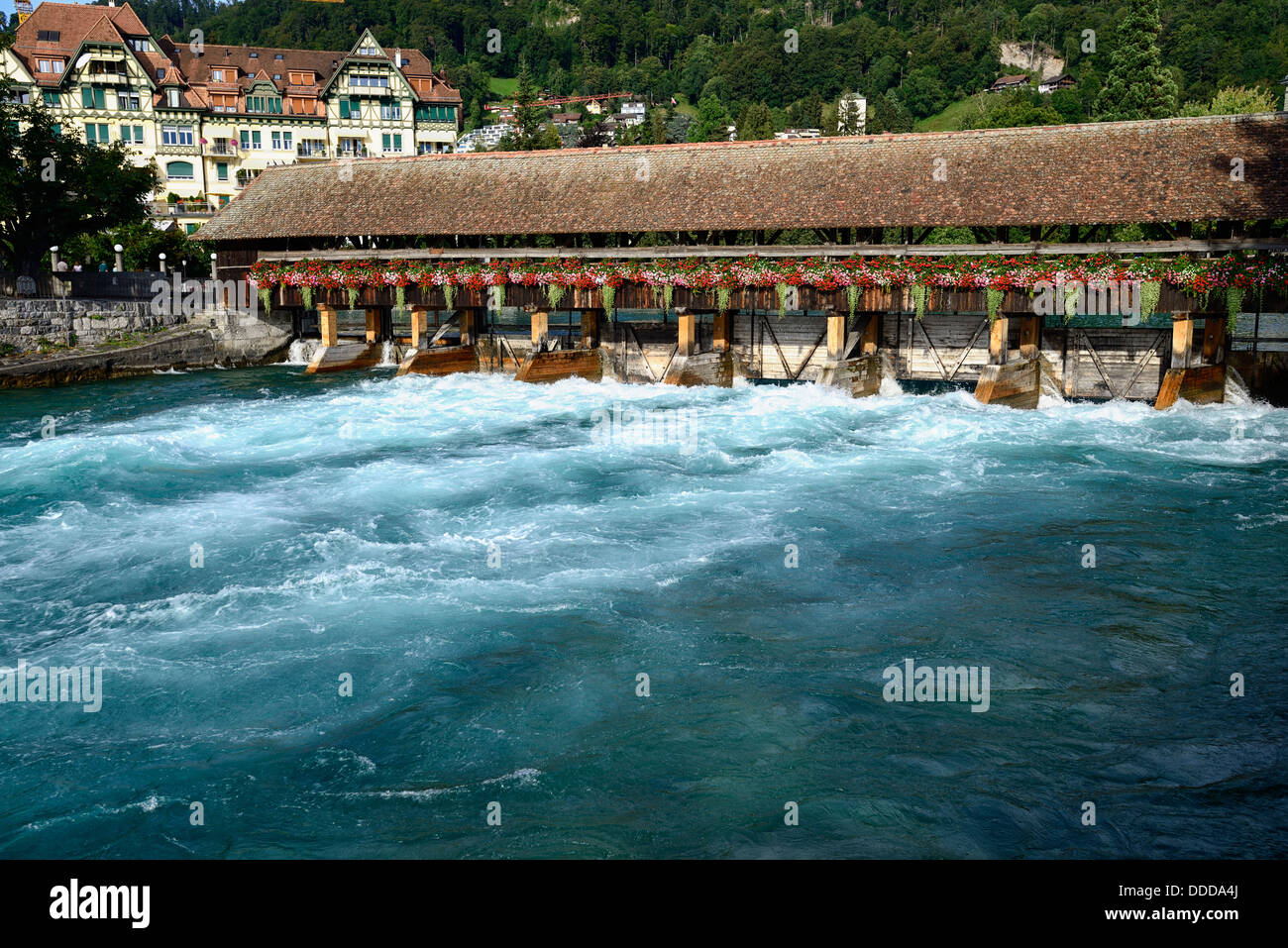 Thun, Canton of Berne, Switzerland, Europe - covered bridge in old town ...