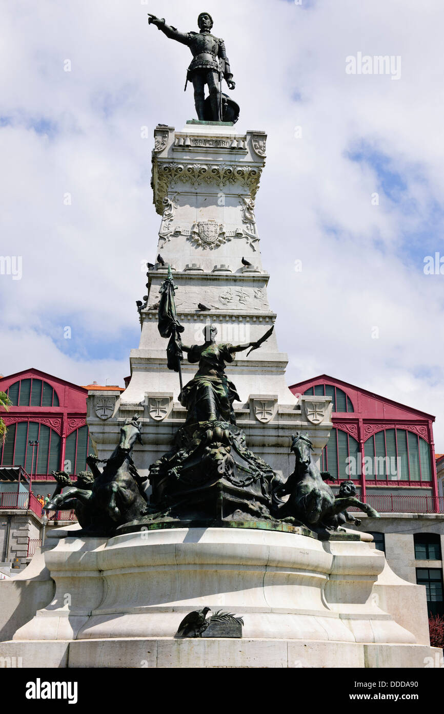 Statue in front of the Wine Museum and the Mercado(Market) Ferreira ...