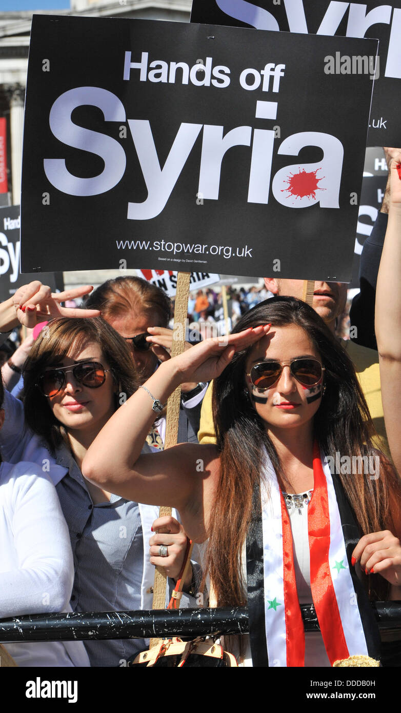 Trafalgar Square, London, UK. 31st August 2013. A young Syrian woman ...