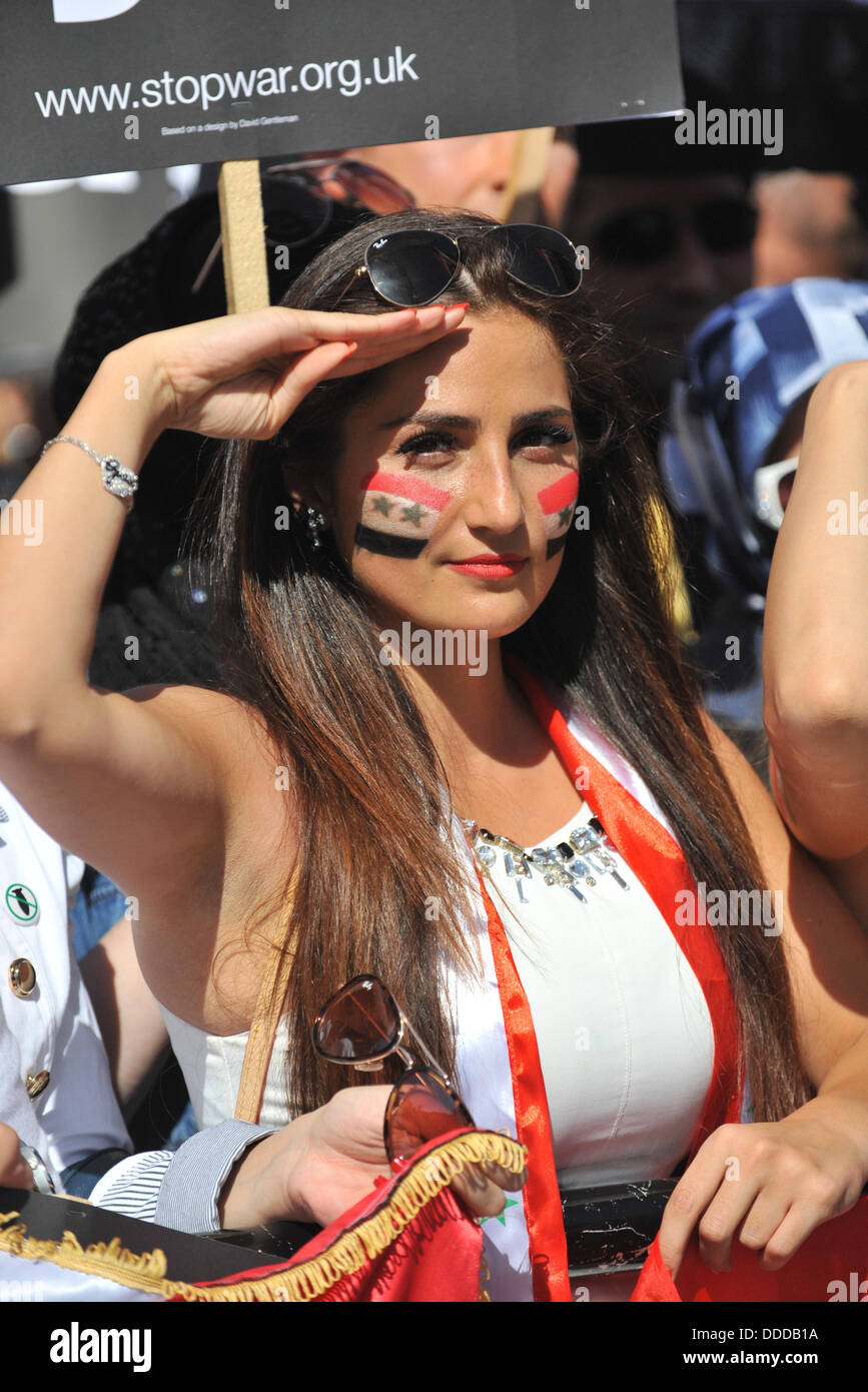 Trafalgar Square, London, UK. 31st August 2013. A young Syrian woman ...
