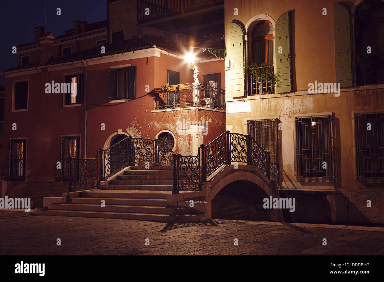 Venice street at night, Venice, Italy Stock Photo - Alamy