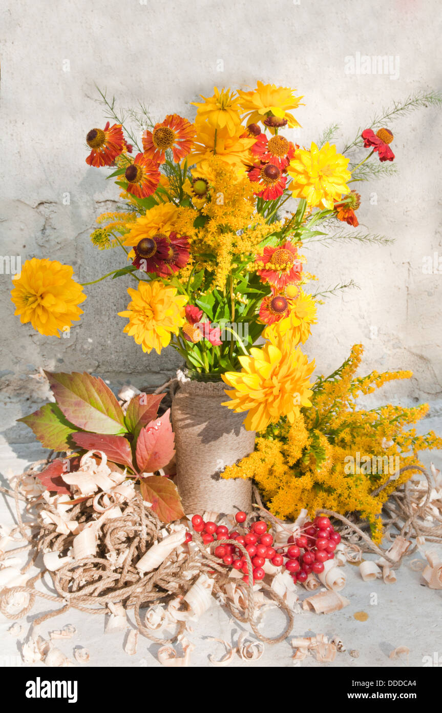 still life with yellow flowers Stock Photo - Alamy