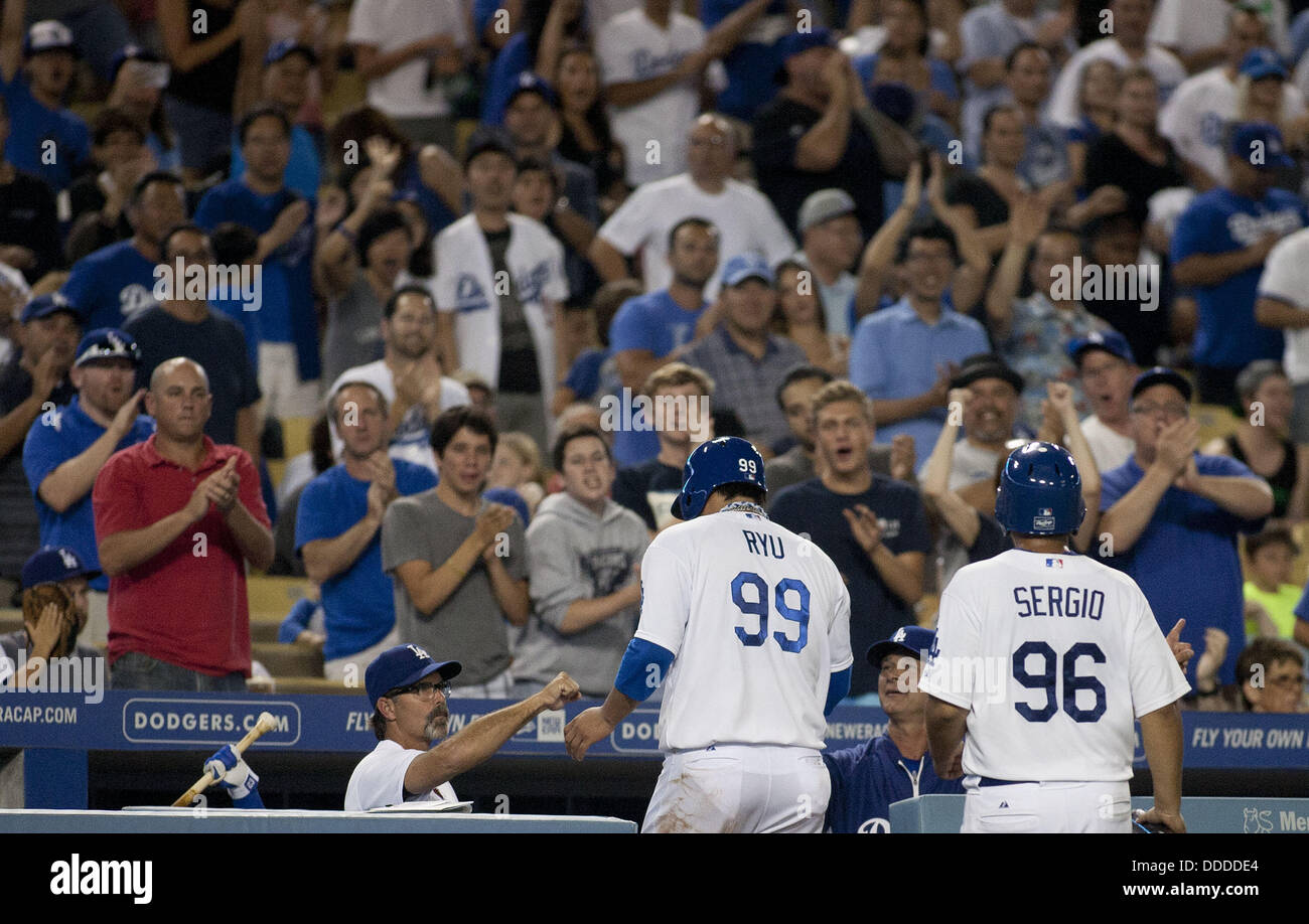 Los Angeles, CA, USA. 30th Aug, 2013. Hyun-Jin Ryu #99 of the Los ...