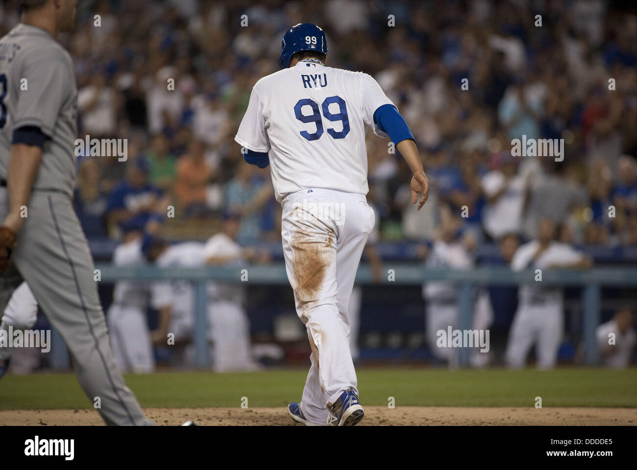 Los Angeles, CA, USA. 30th Aug, 2013. Hyun-Jin Ryu #99 of the Los ...