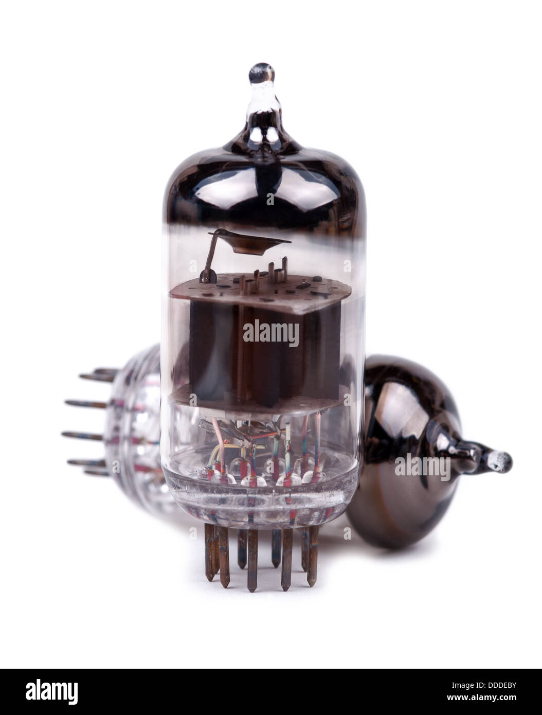 Vintage vacuum radio tubes. Close-up view. Isolated on white background ...