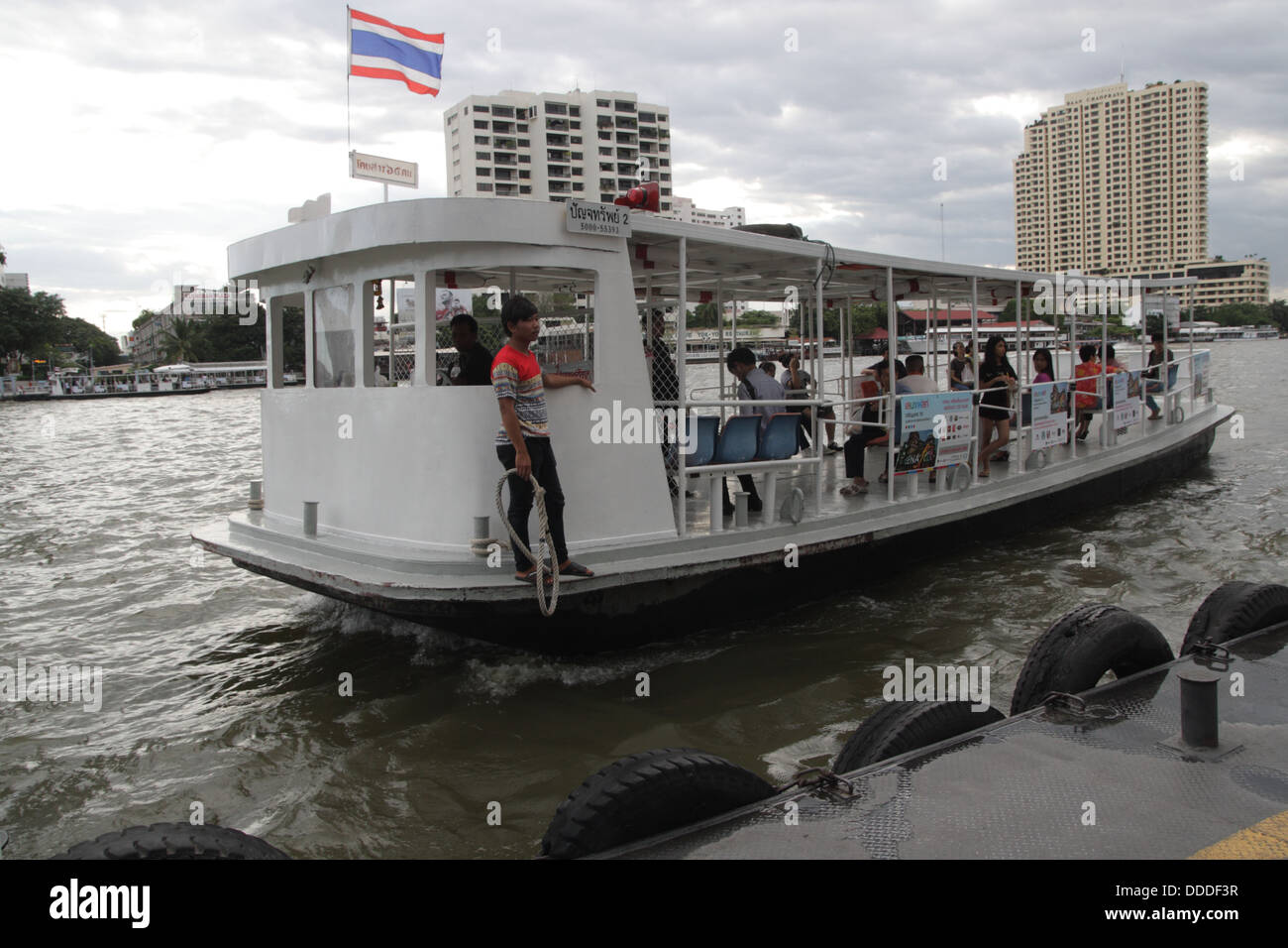 Ferry boat service across Chao Phraya river , Bangkok , Thailand Stock ...