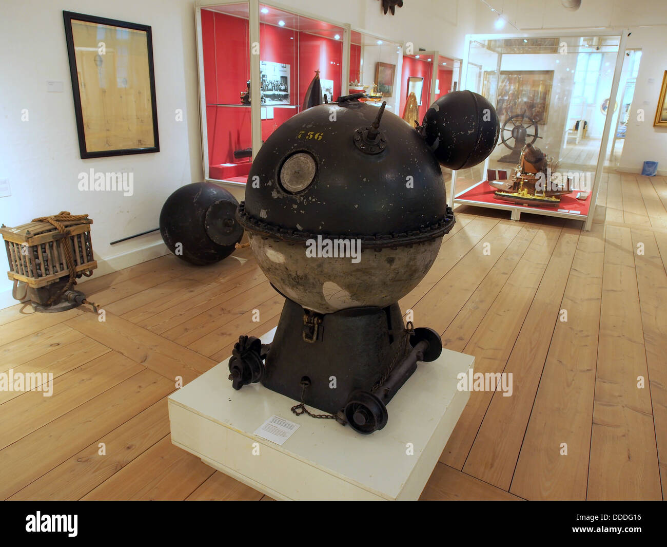 An old sea mine displayed at the Royal Danish Naval Museum. Sea mines ...