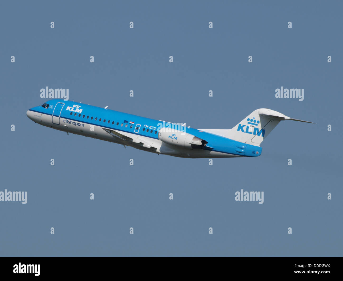PH-KZD is a KLM Cityhopper Fokker F70, a regional jet, shown during ...