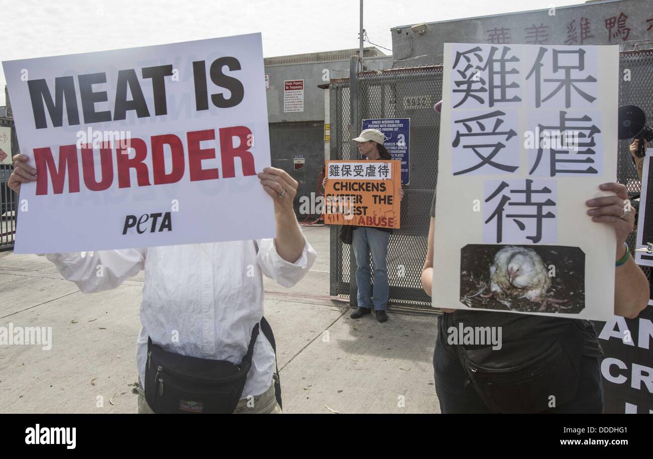 Los Angeles, California, USA. 31st Aug, 2013. PETA members protest ...
