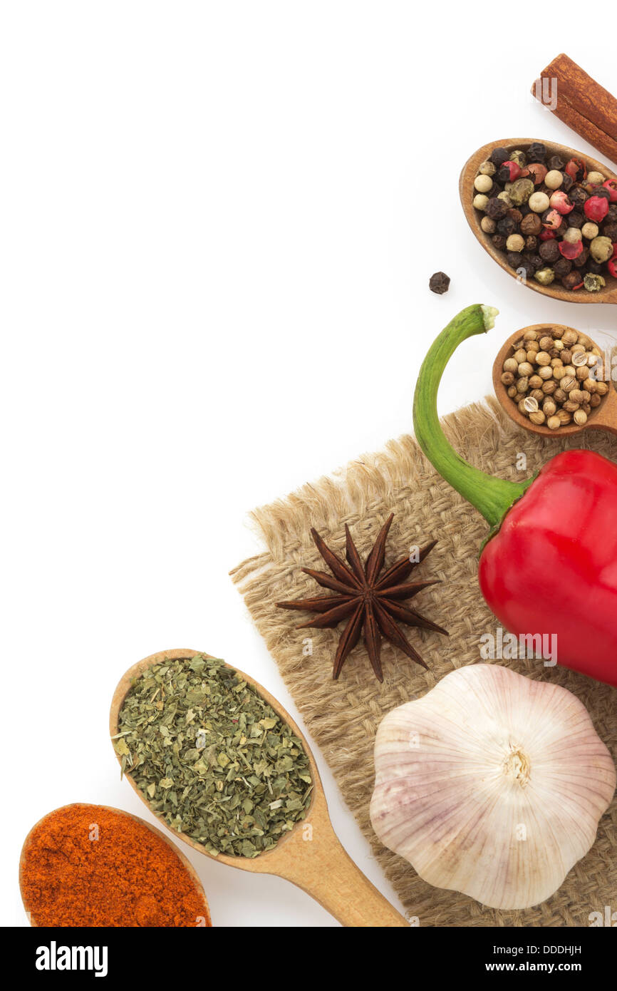 food ingredients and spices isolated on white background Stock Photo ...