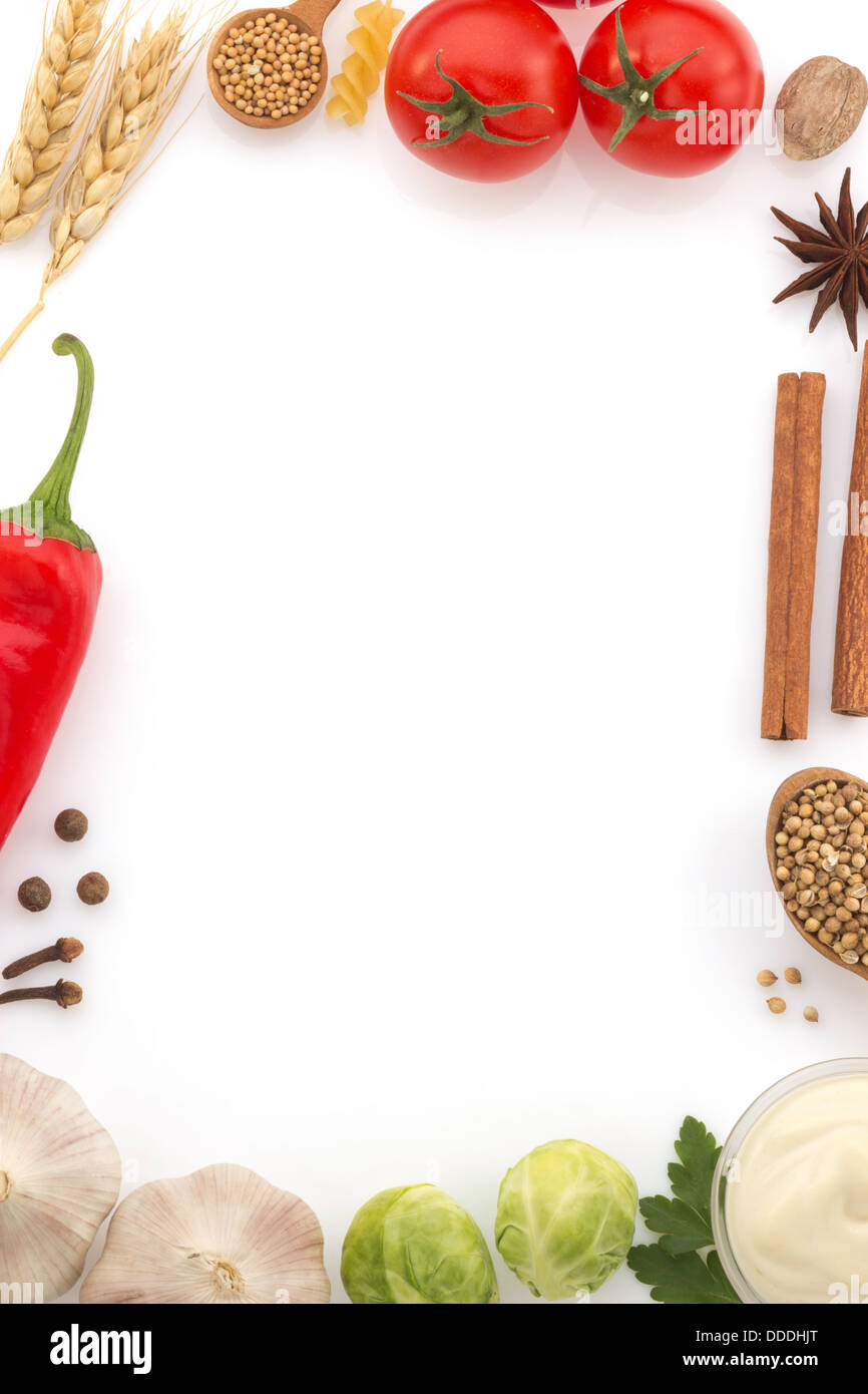 food ingredients and spices isolated on white background Stock Photo ...