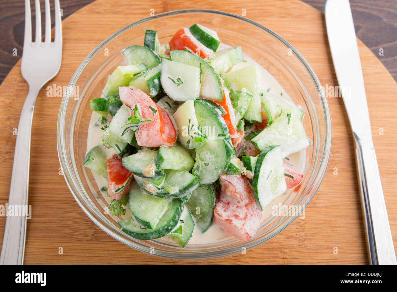 Salad with vegetables and cream sause Stock Photo - Alamy