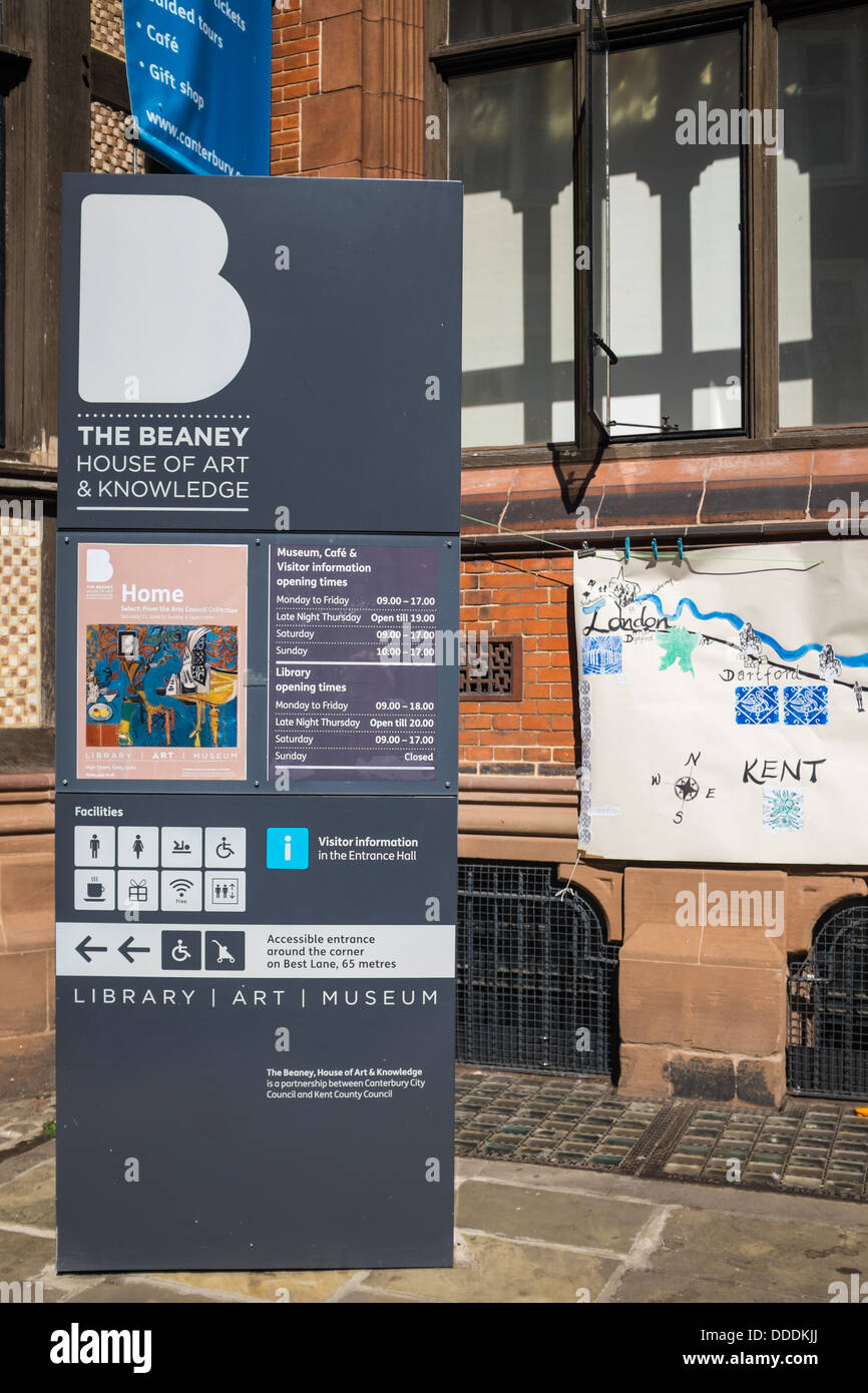 Entrance Sign for the The Beaney House of Art & Knowledge, Library ...