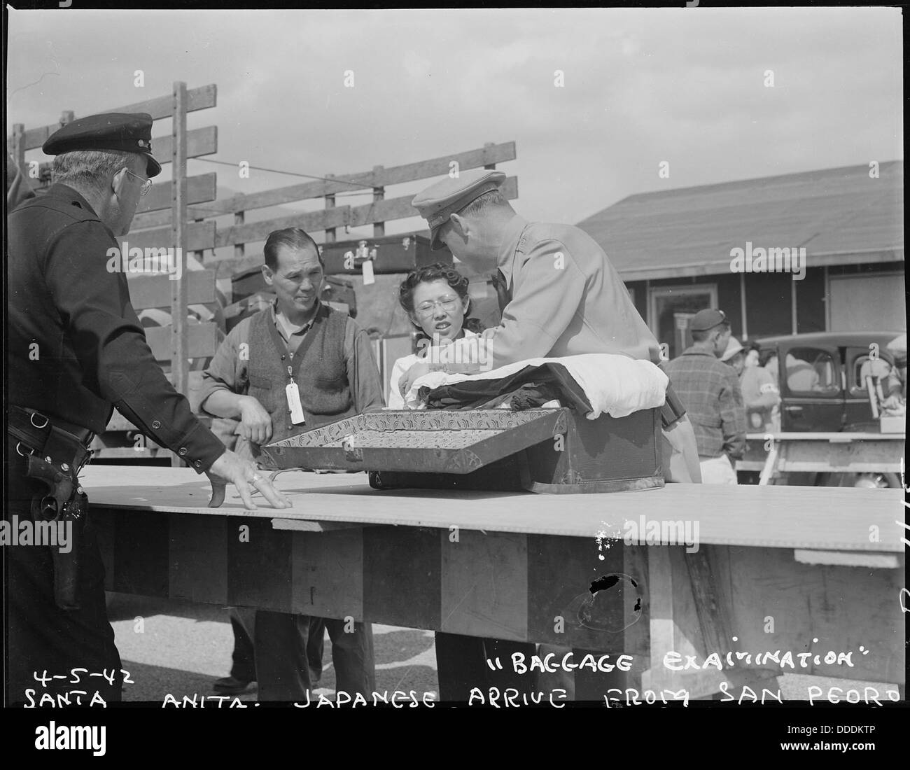 At the Santa Anita assembly center in Arcadia, California, all baggage ...