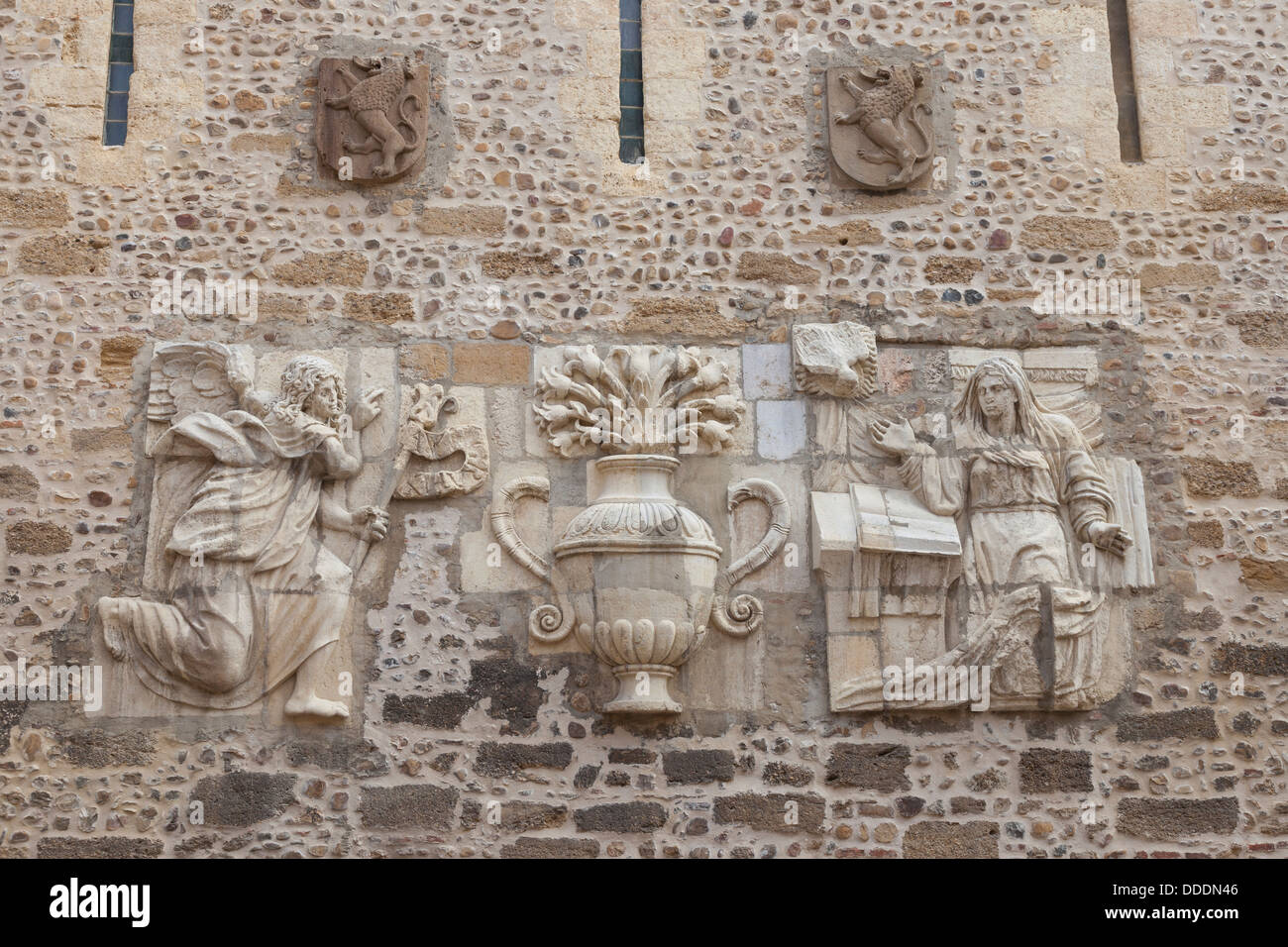 Classical relief sculpture of angels at León Cathedral - León, Castile ...
