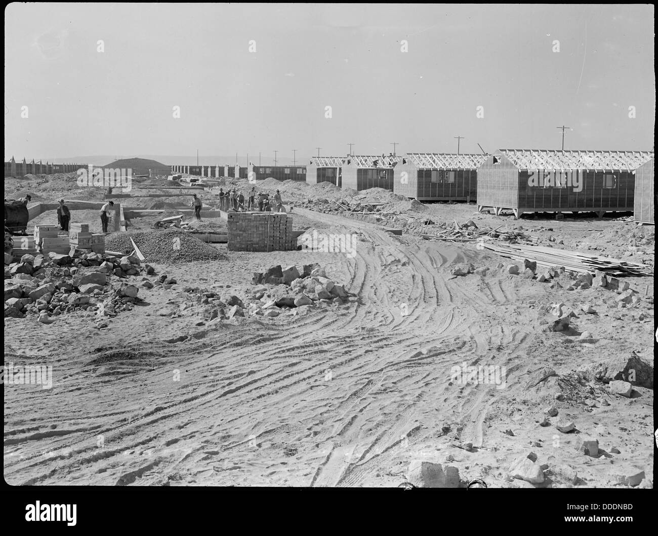 A panoramic view of the Minidoka War Relocation Authority Center in ...