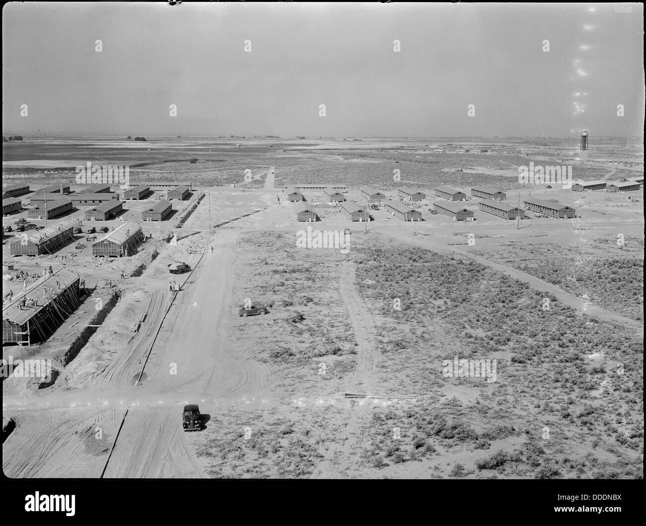 A panoramic view of the Minidoka War Relocation Authority center in ...