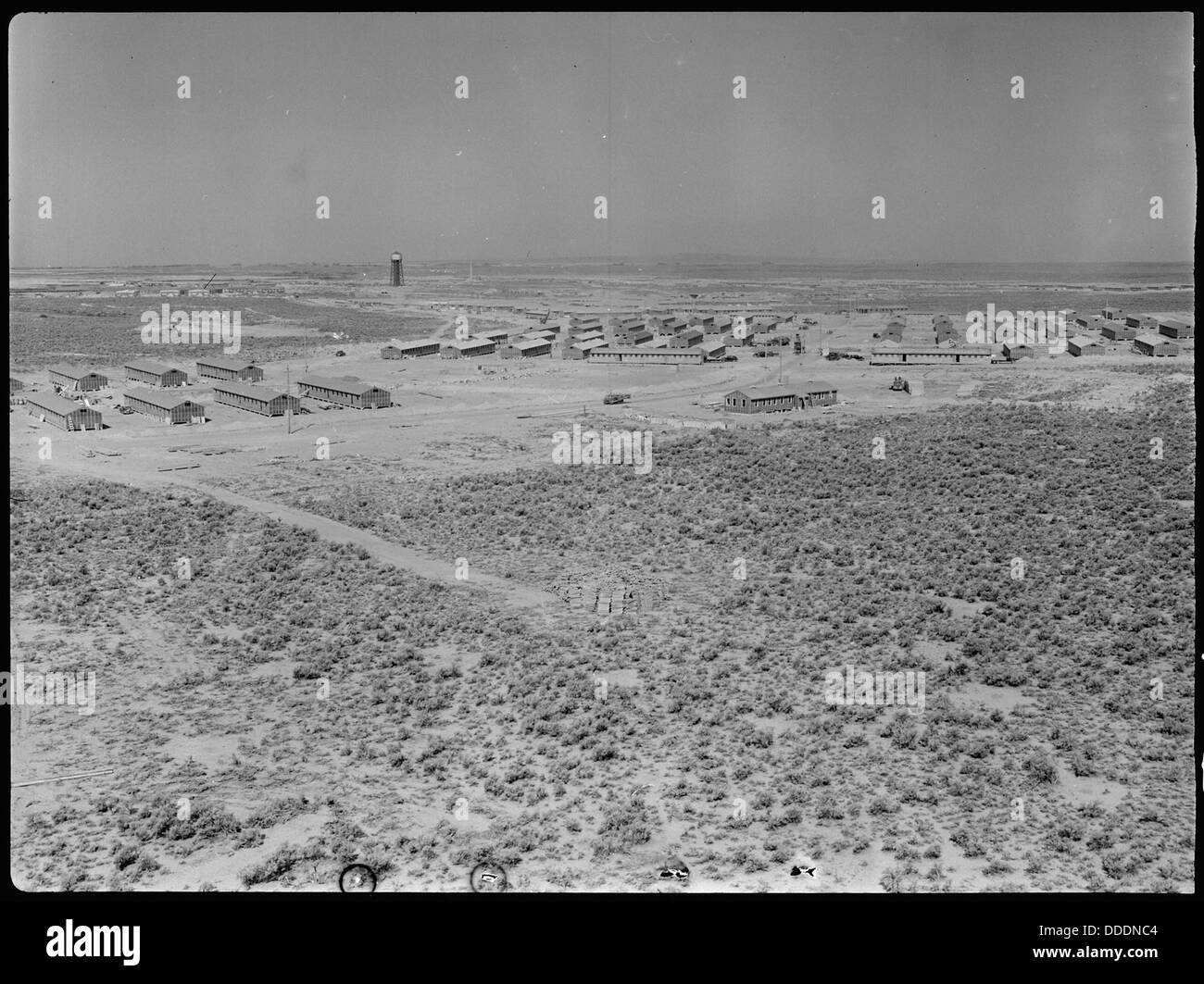 A panoramic view of the Minidoka War Relocation Authority center in ...