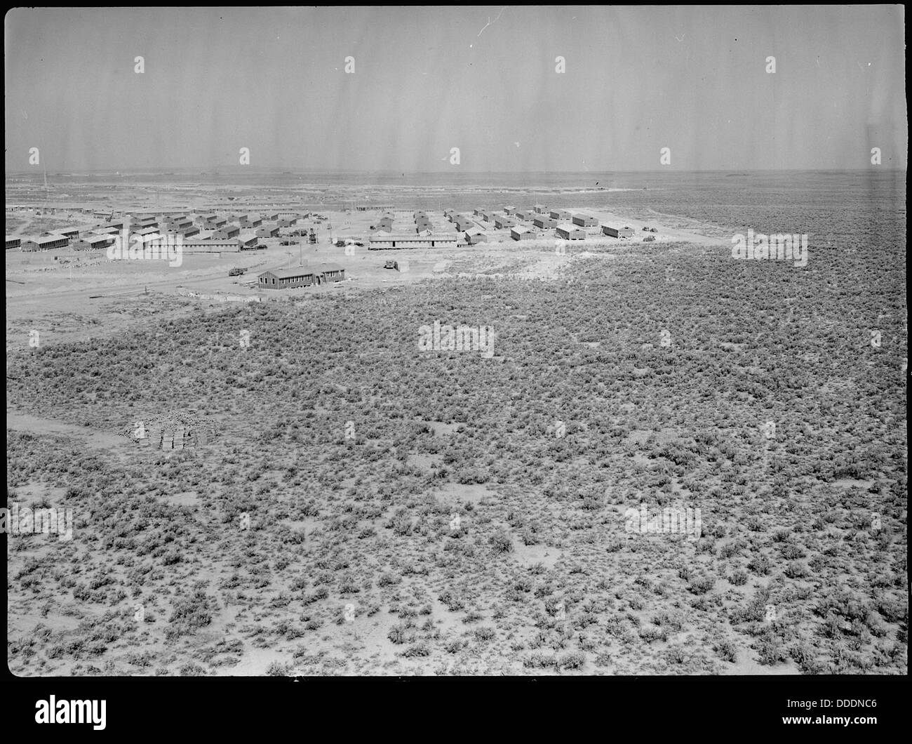 A panoramic view of the Minidoka War Relocation Authority center in ...