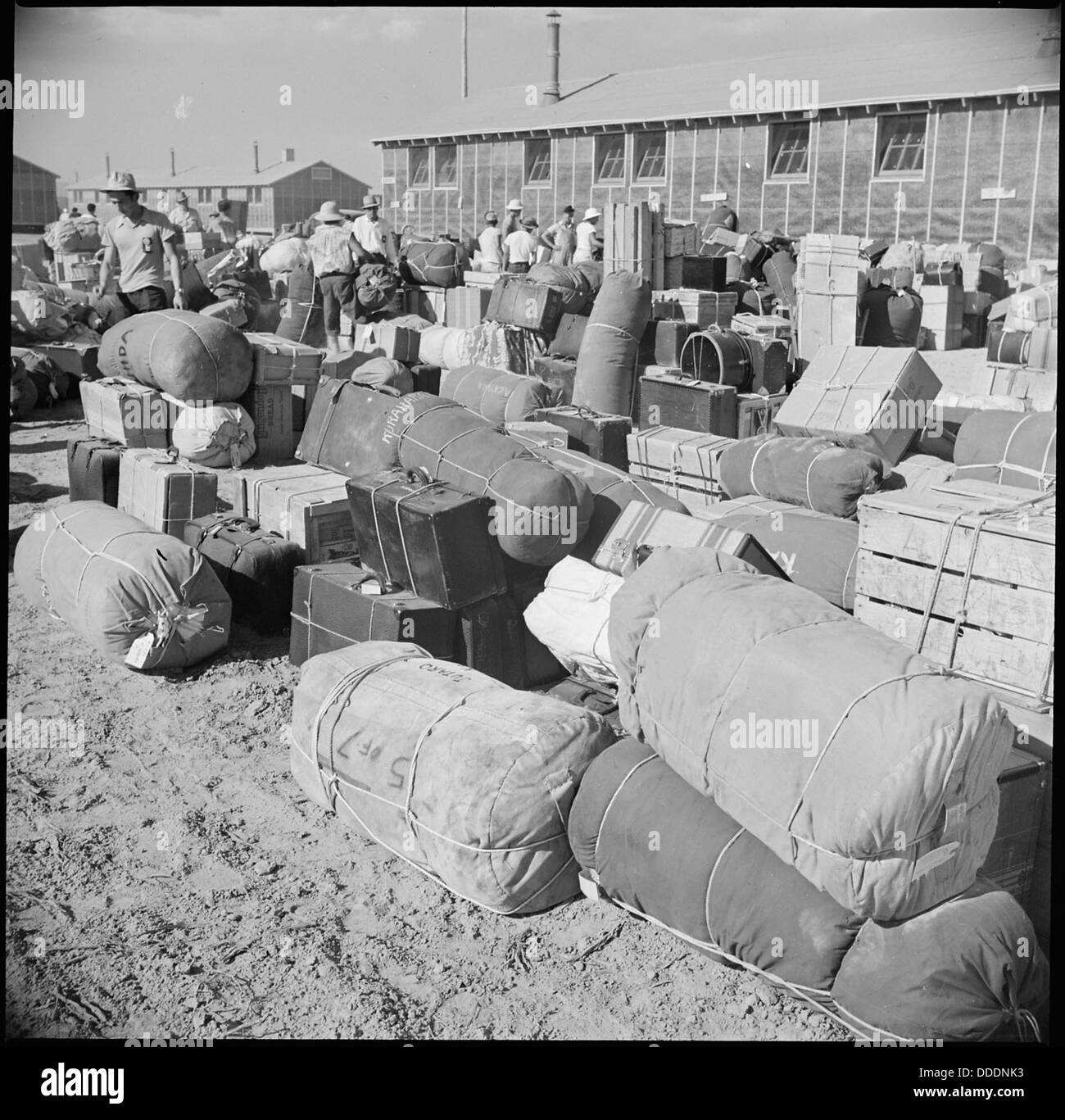 Baggage from evacuees arriving in Eden, Idaho, is shown, highlighting ...