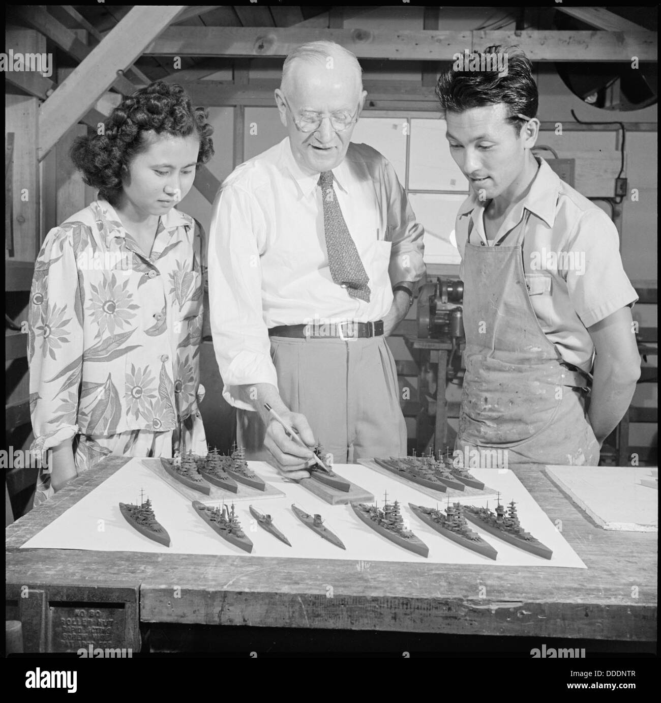 At the Gila River Relocation Center in Arizona, a collection of ship ...