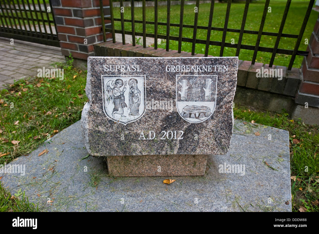 A slab of granite in Suprasl indicating friendship ties with German ...
