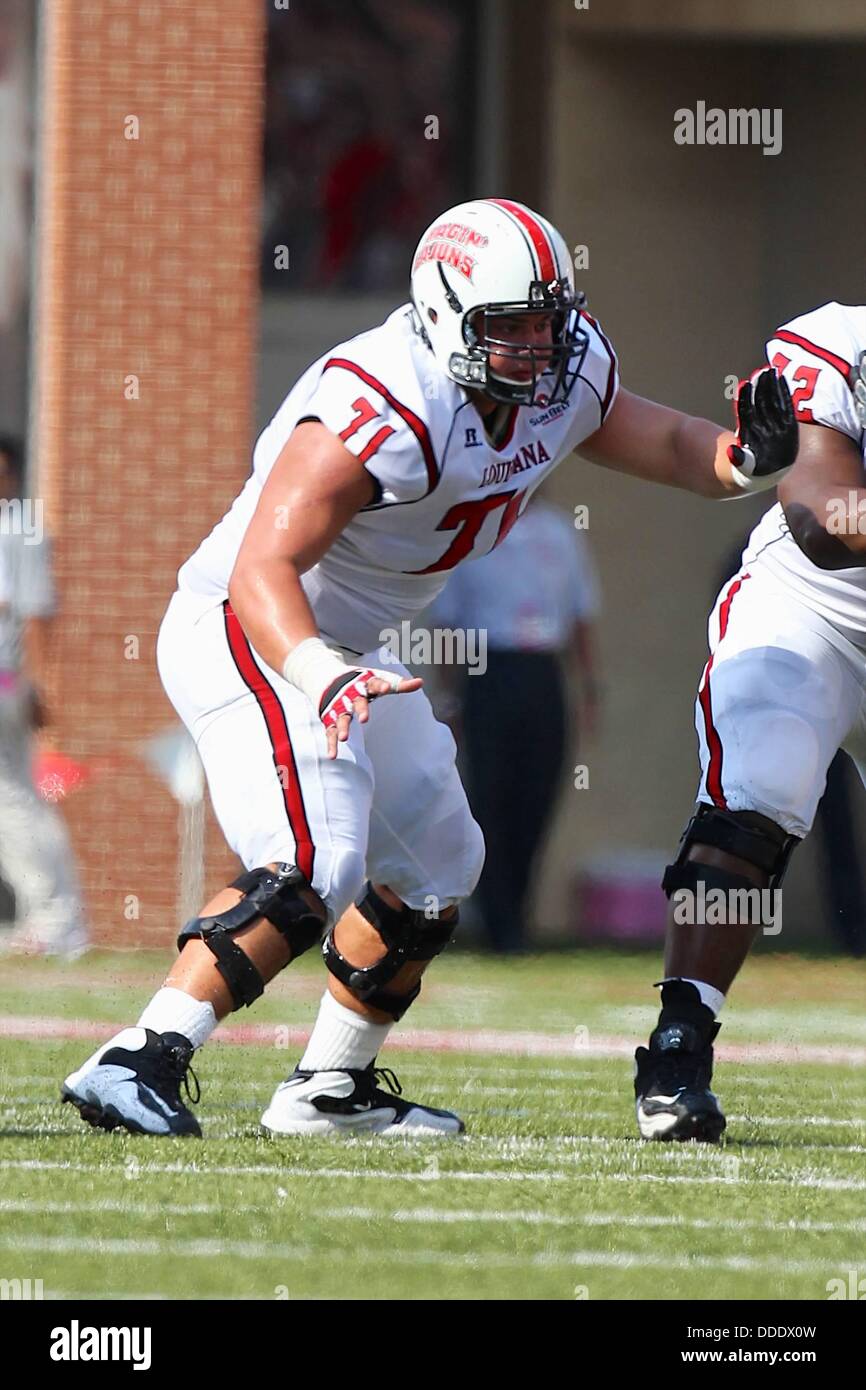Aug 31, 2013: Louisiana center Andre Huval #71 slides into position ...