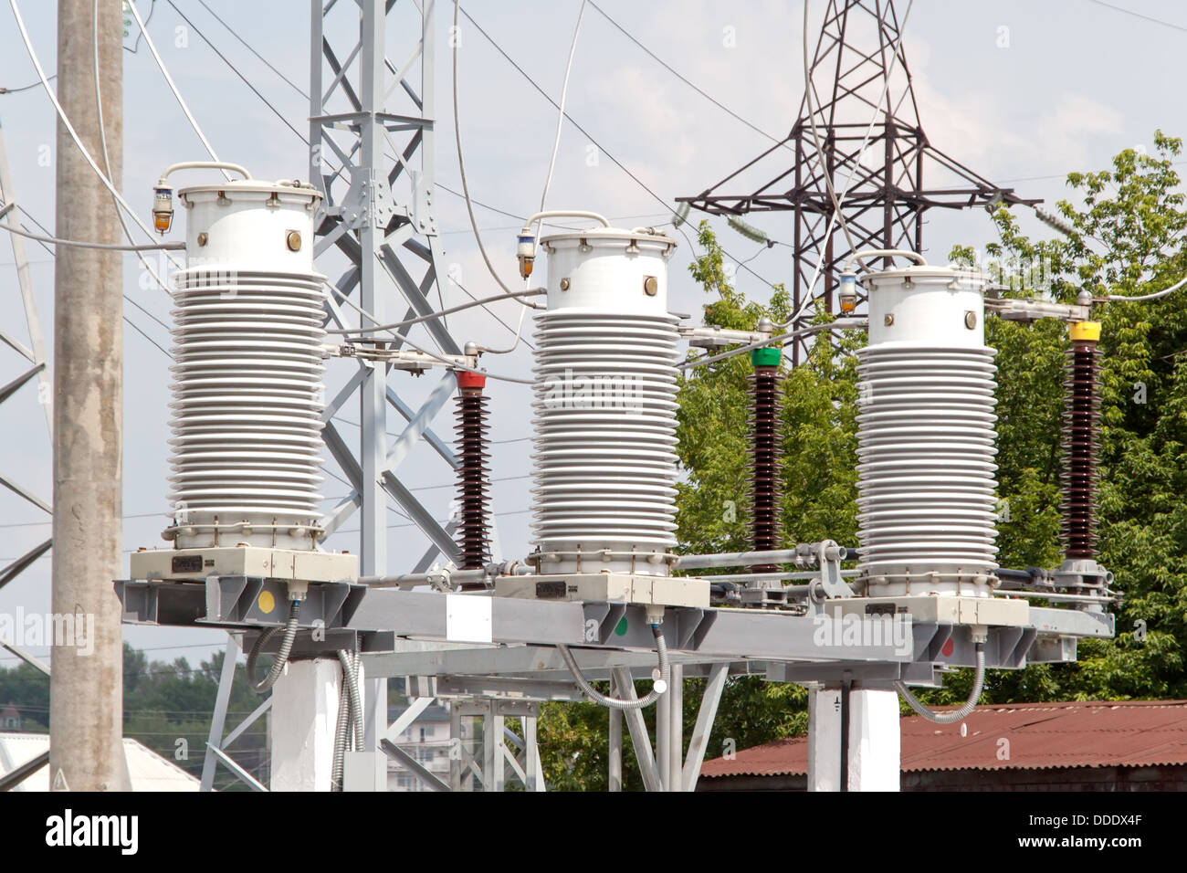 High voltage electric power substation in summer day Stock Photo - Alamy