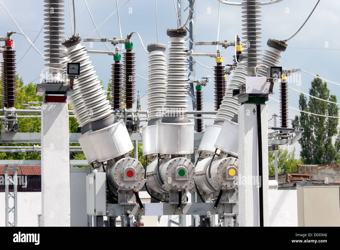 High voltage electric power substation in summer day Stock Photo - Alamy