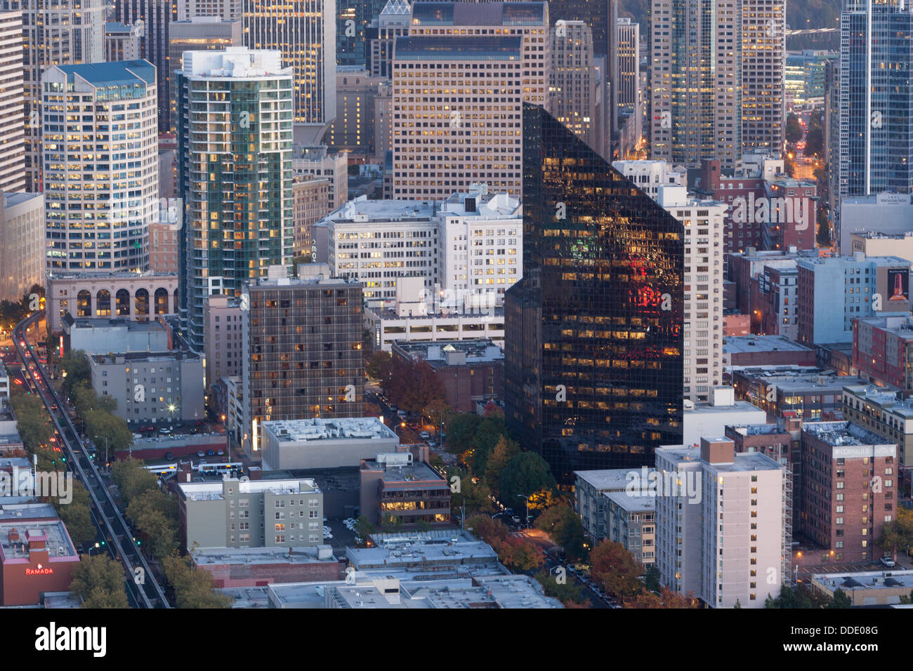 Aerial view of downtown Seattle, WA Stock Photo - Alamy