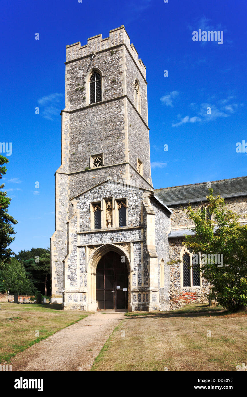 A view of the south porch and tower of the parish church of St Mary at ...