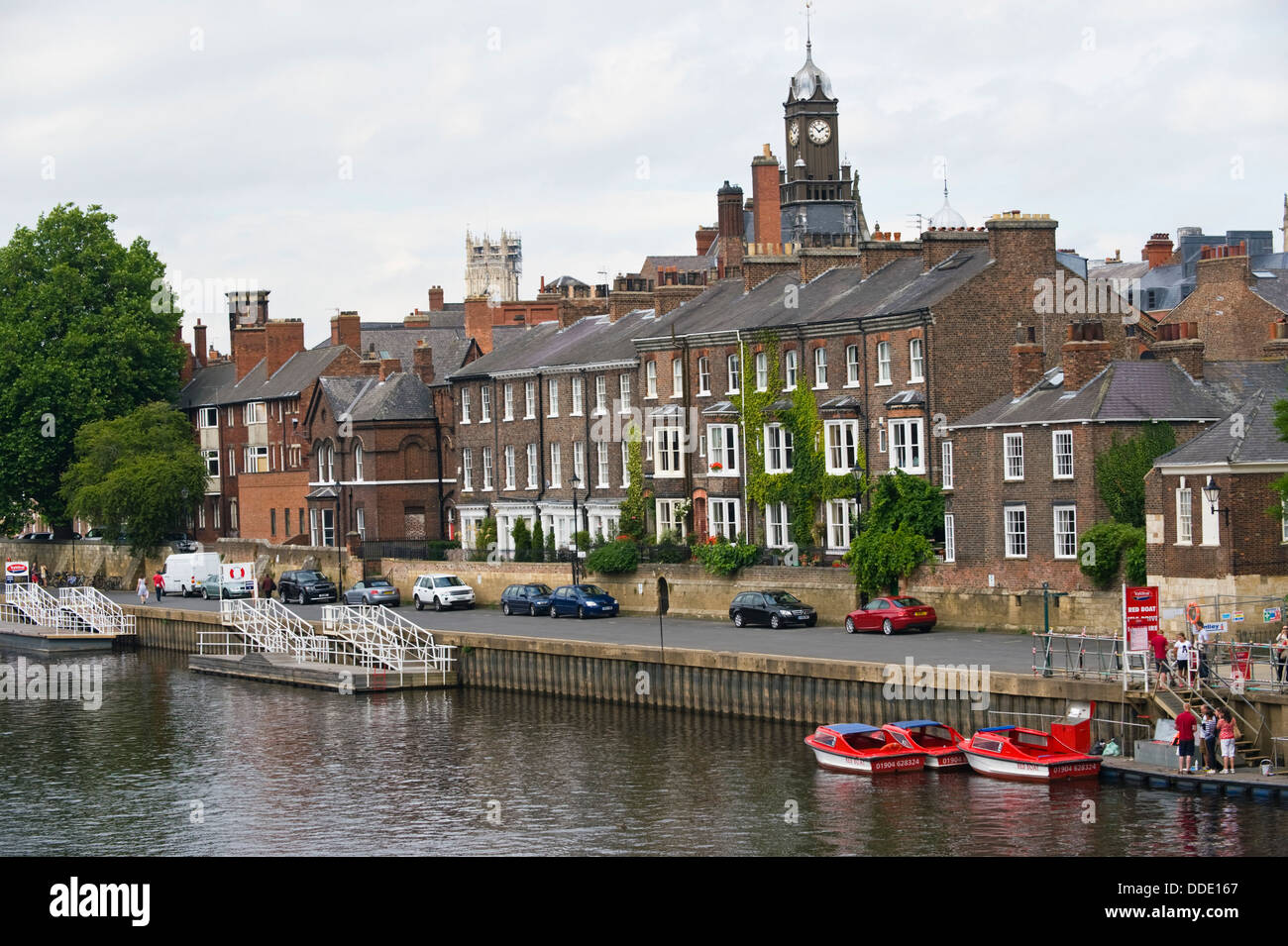 Riverfront houses on the River Ouse in the city of York North Yorkshire ...