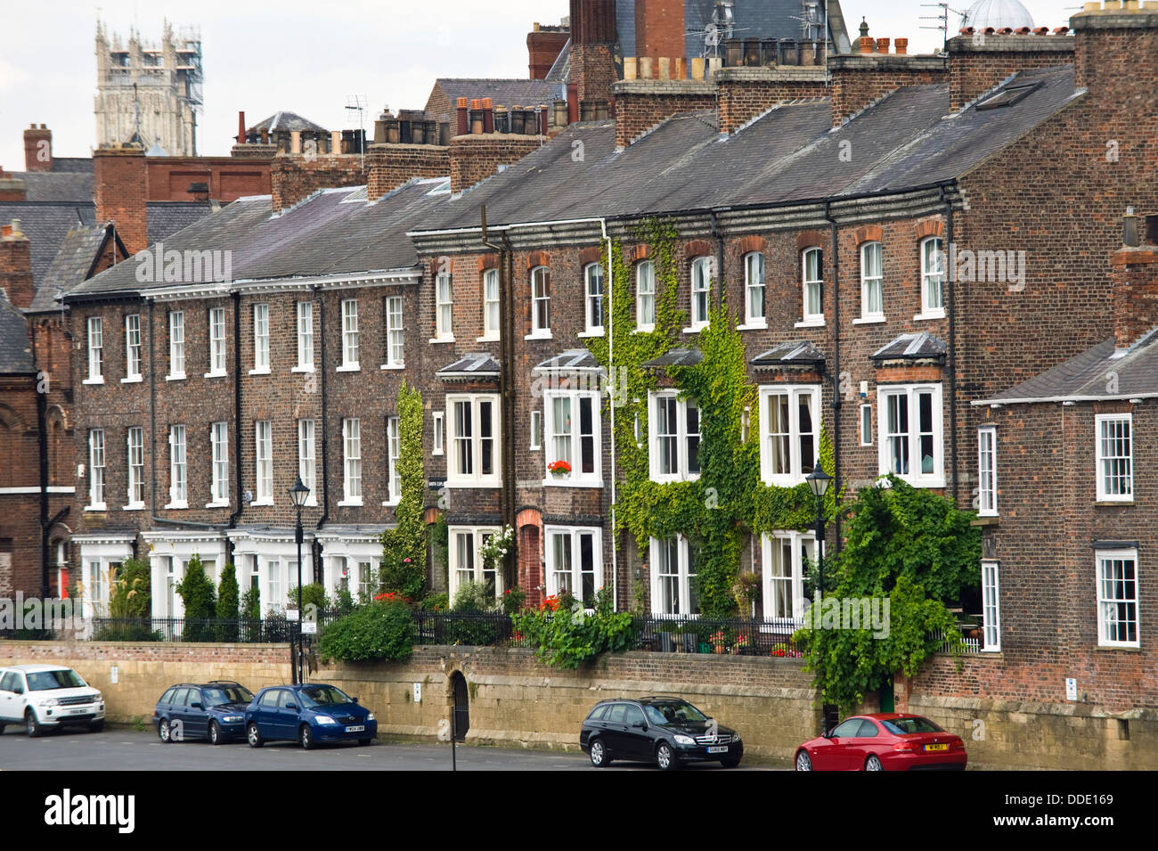 Riverfront houses on the River Ouse in the city of York North Yorkshire ...