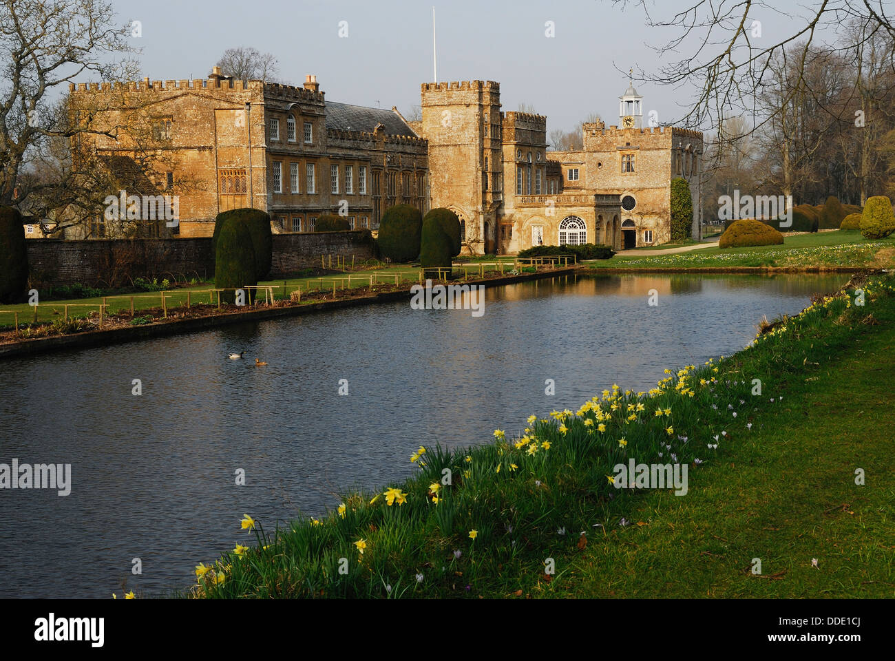 A view of Forde Abbey with the lake in the foreground Dorset UK Stock ...
