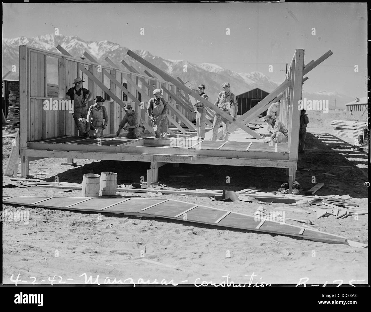 Construction begins at the Manzanar Relocation Center in California ...