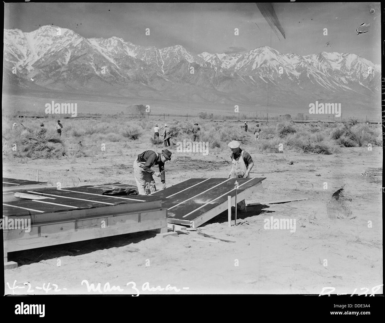 Construction of the Manzanar Relocation Center begins in California ...