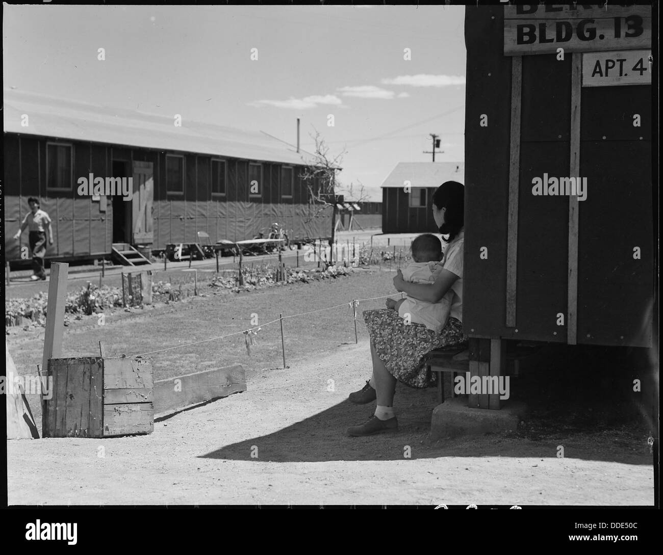 This photograph shows lawns and flowers planted by Japanese American ...